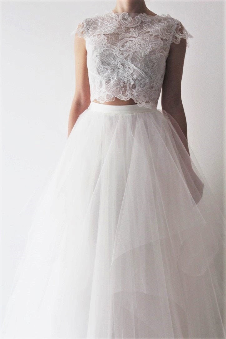 Wedding Crop Top/ivory Lace Top/alternative Bridal Crop Top/boat ...