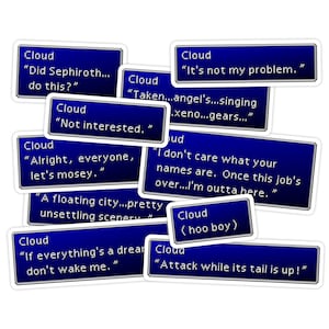 10pc Final Fantasy VII Cloud Strife Quote Sticker Sheet - Etsy