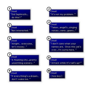 10pc Final Fantasy VII Cloud Strife Quote Sticker Sheet - Etsy