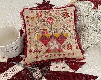Betsy's Christmas Basket Pansy Patch Quilts and Stitchery Cross Stitch Pattern - Etsy
