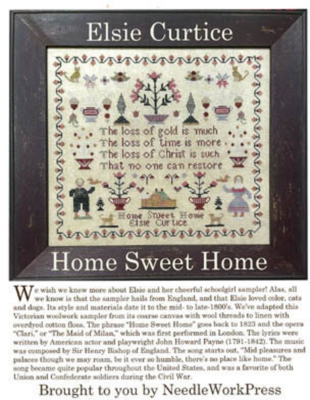 Elsie Curtice - Home Sweet Home - Sampler - Needle Work Press - Cross ...