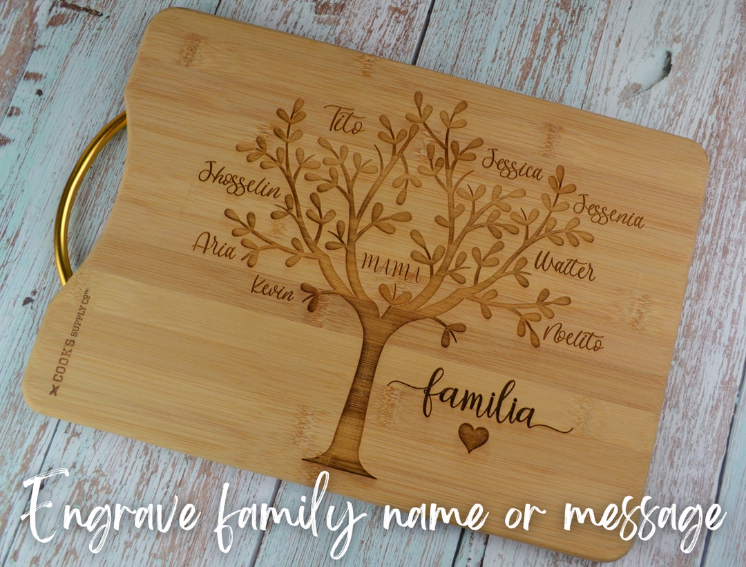 Custom Engraved Family Tree Cutting Board – Family Names, Surname ...