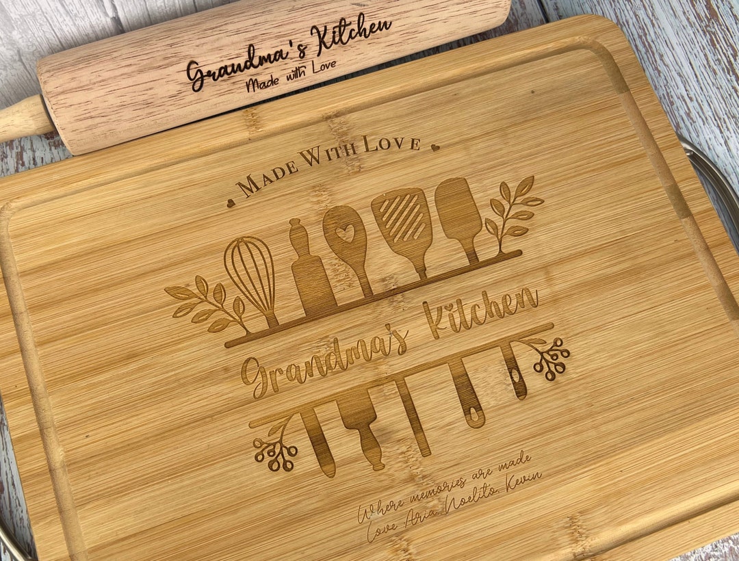PERSONALIZED ENGRAVED Grandma's Kitchen Cutting Board, Mom's Kitchen ...