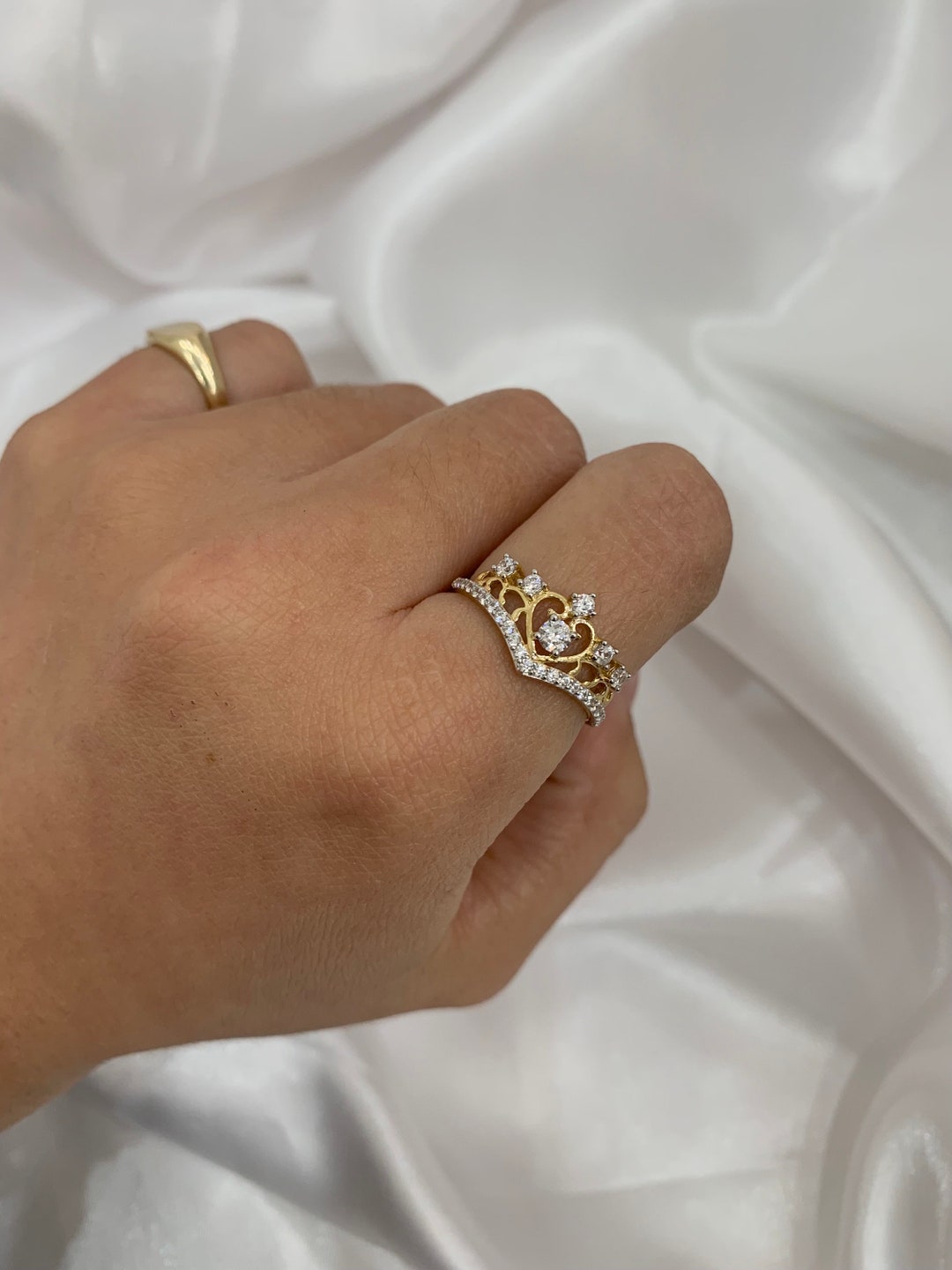 14K CROWN RING , - Etsy