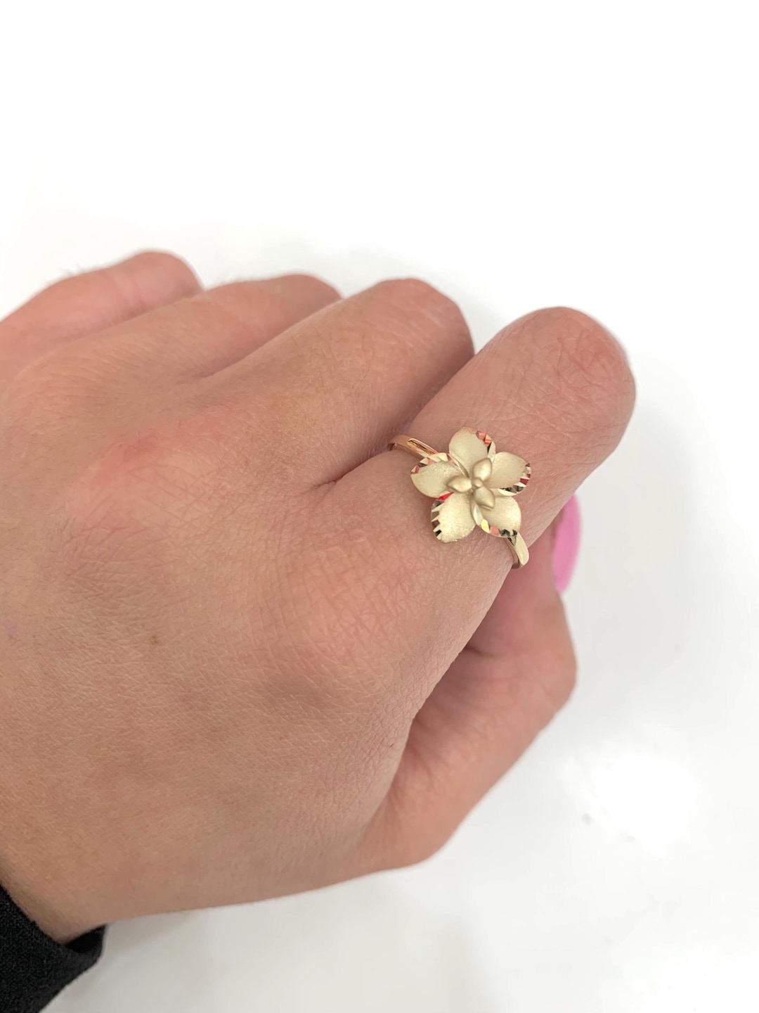 14K HIBISCUS FLOWER RING - Etsy