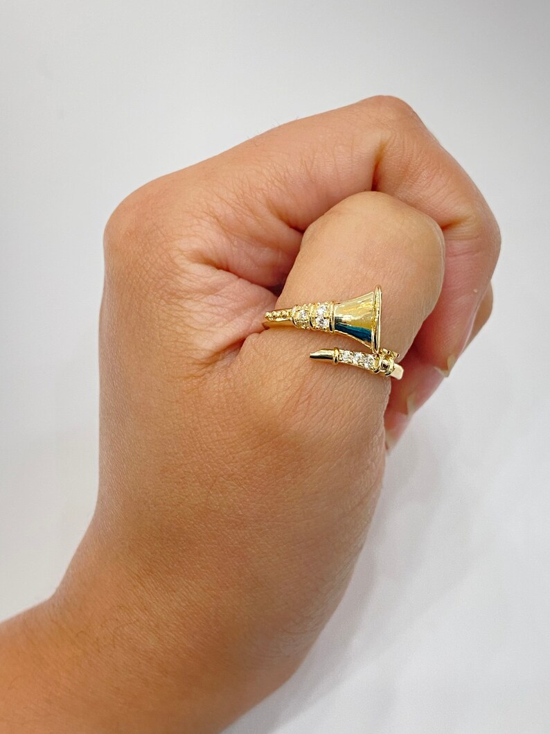 14K CZ Clarinet Ring - Etsy
