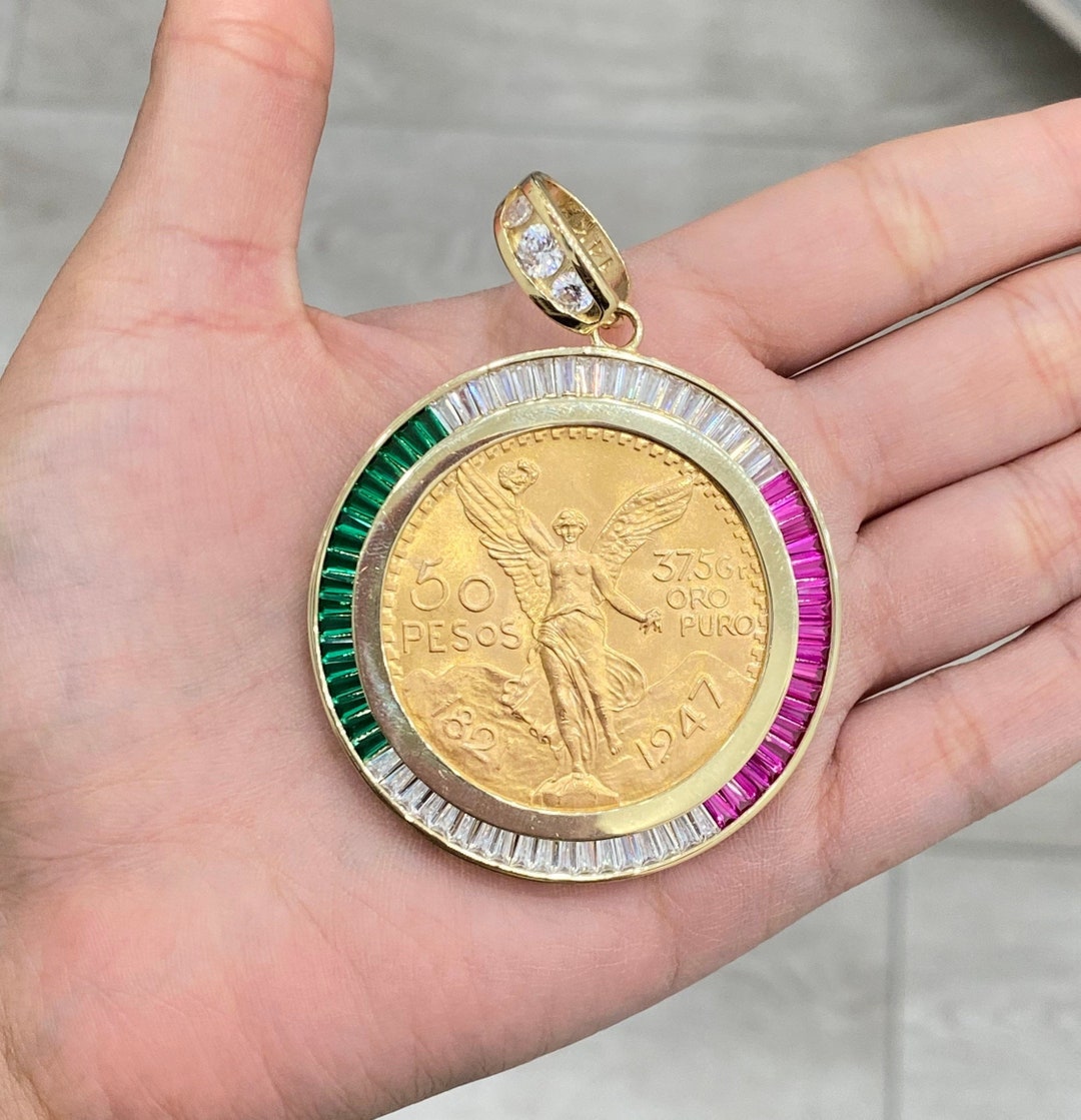 14K Centenario Coin Bezel Frame GREEN/WHITE/RED - Etsy
