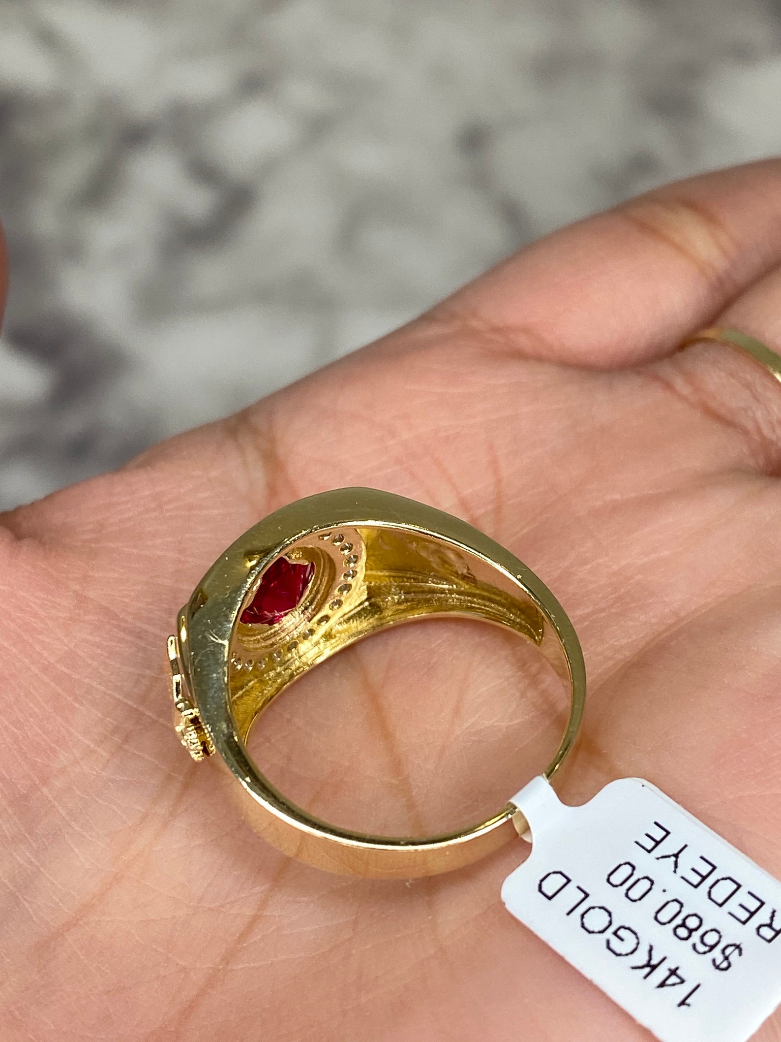 14K Red Stone Ring | Etsy