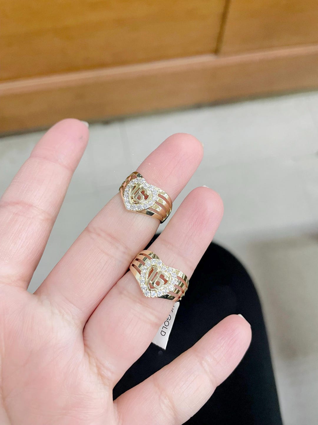 14K Sweet 16 Heart Ring - Etsy