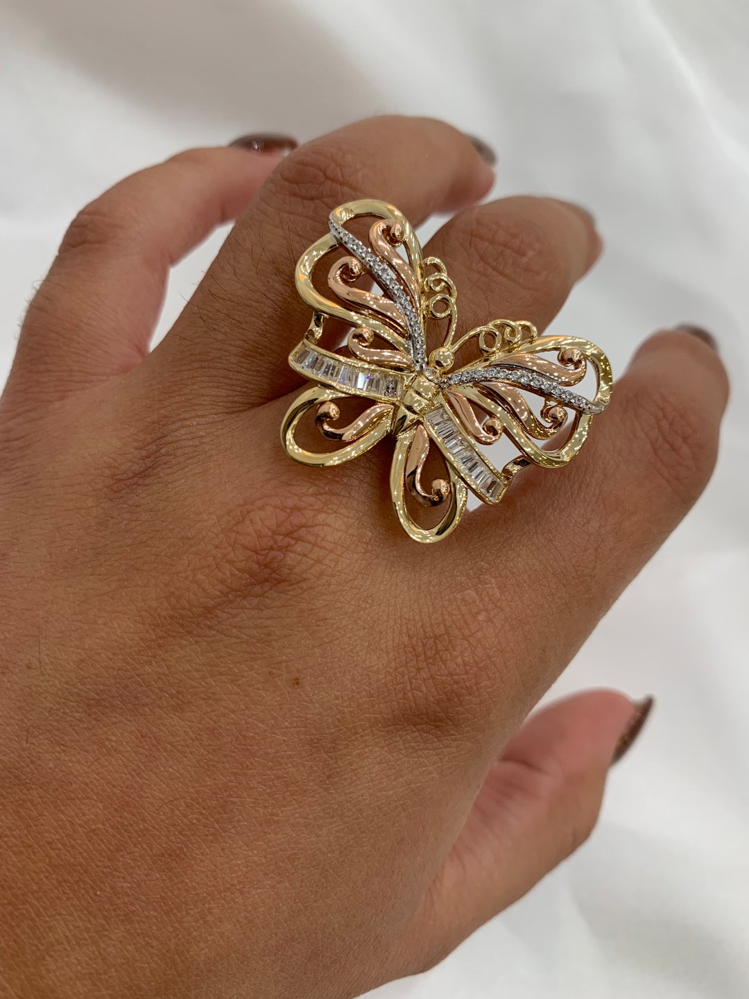 14k Butterfly Ring - Etsy