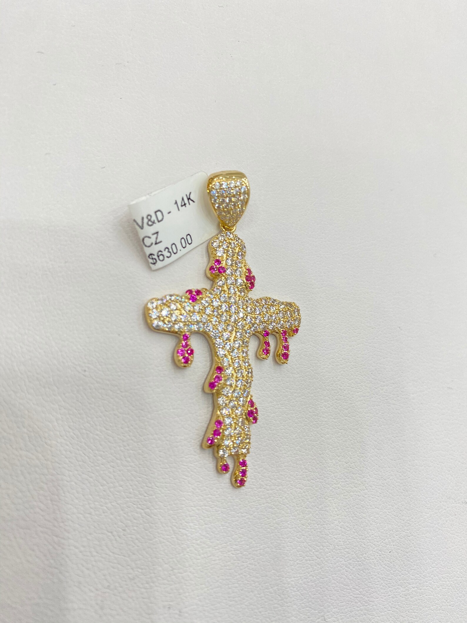 14K Drip Cross Pendant - Etsy