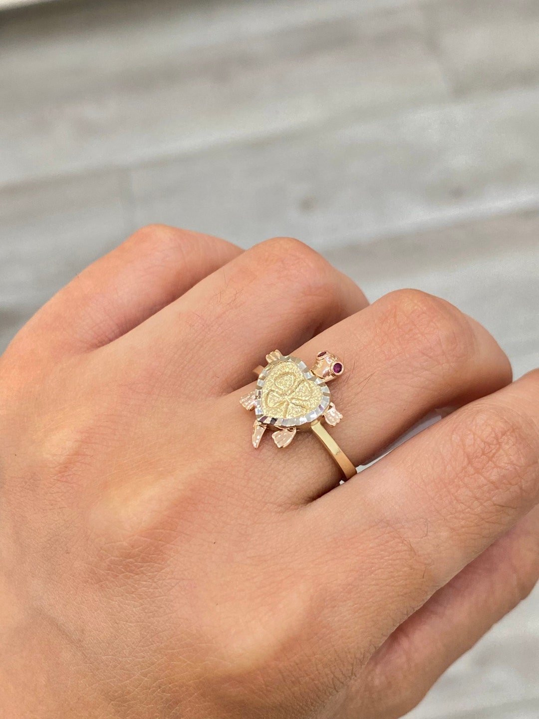 14K Small Turtle Ring - Etsy