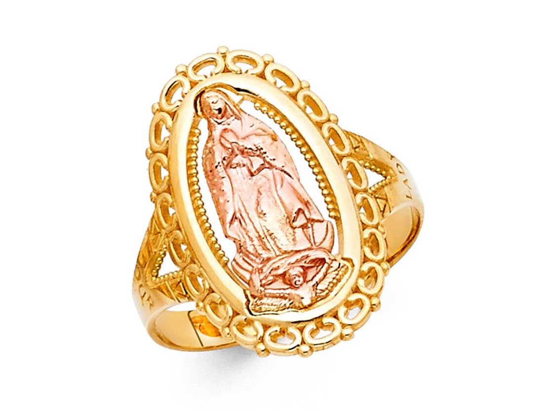 14K 2T Oval Virgen Mary Ring - Etsy