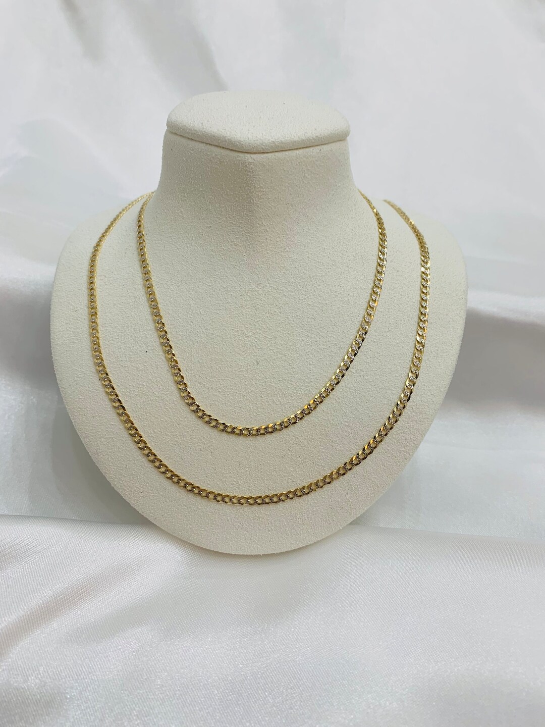 14K 2mm Cuban Link 2 Tone Chain - Etsy