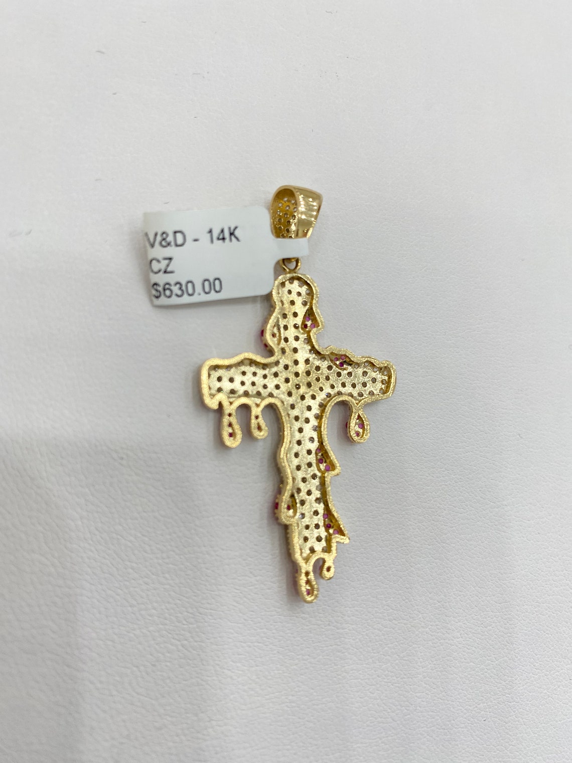14K Drip Cross Pendant - Etsy