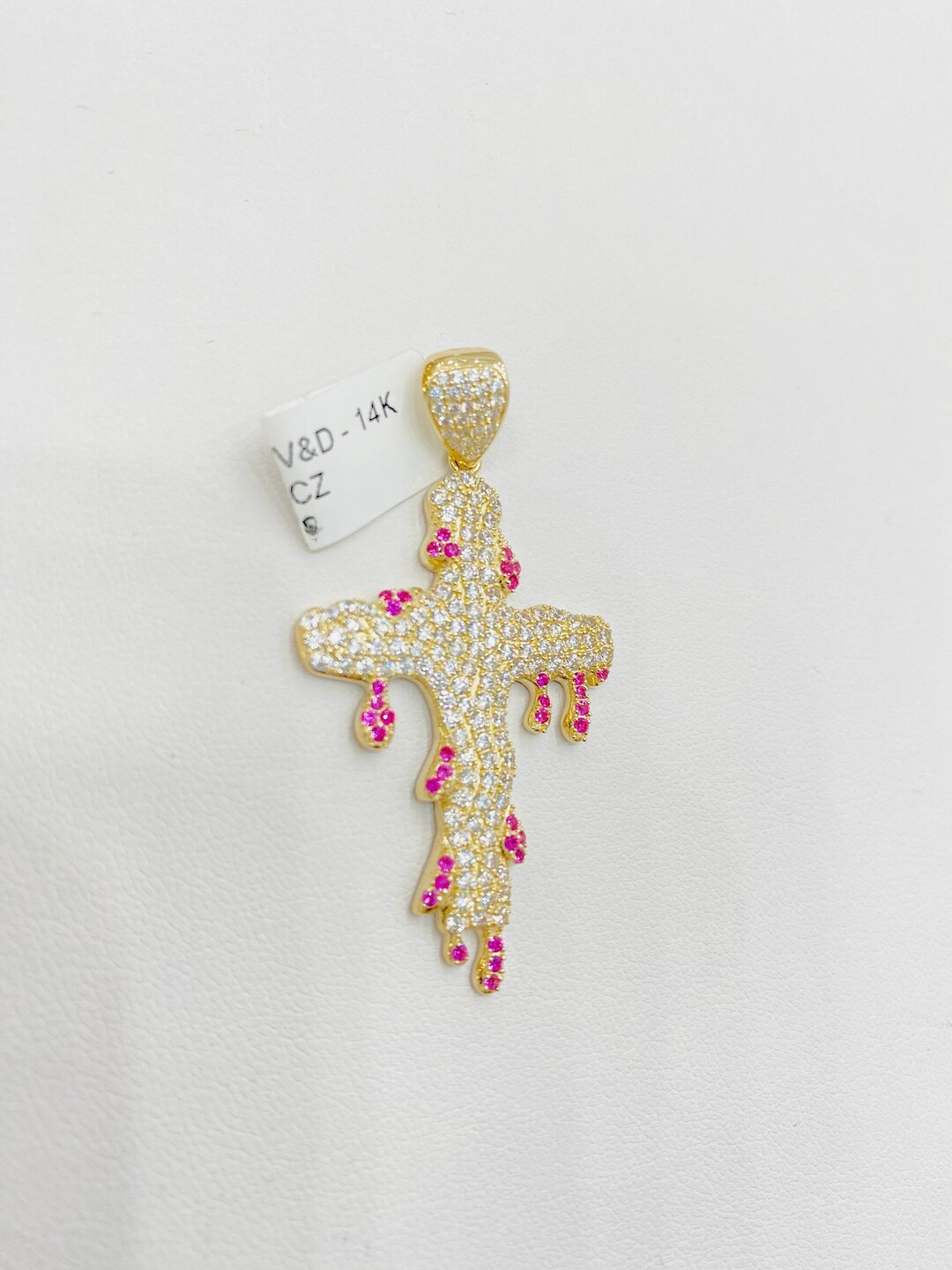 14K Drip Cross Pendant - Etsy