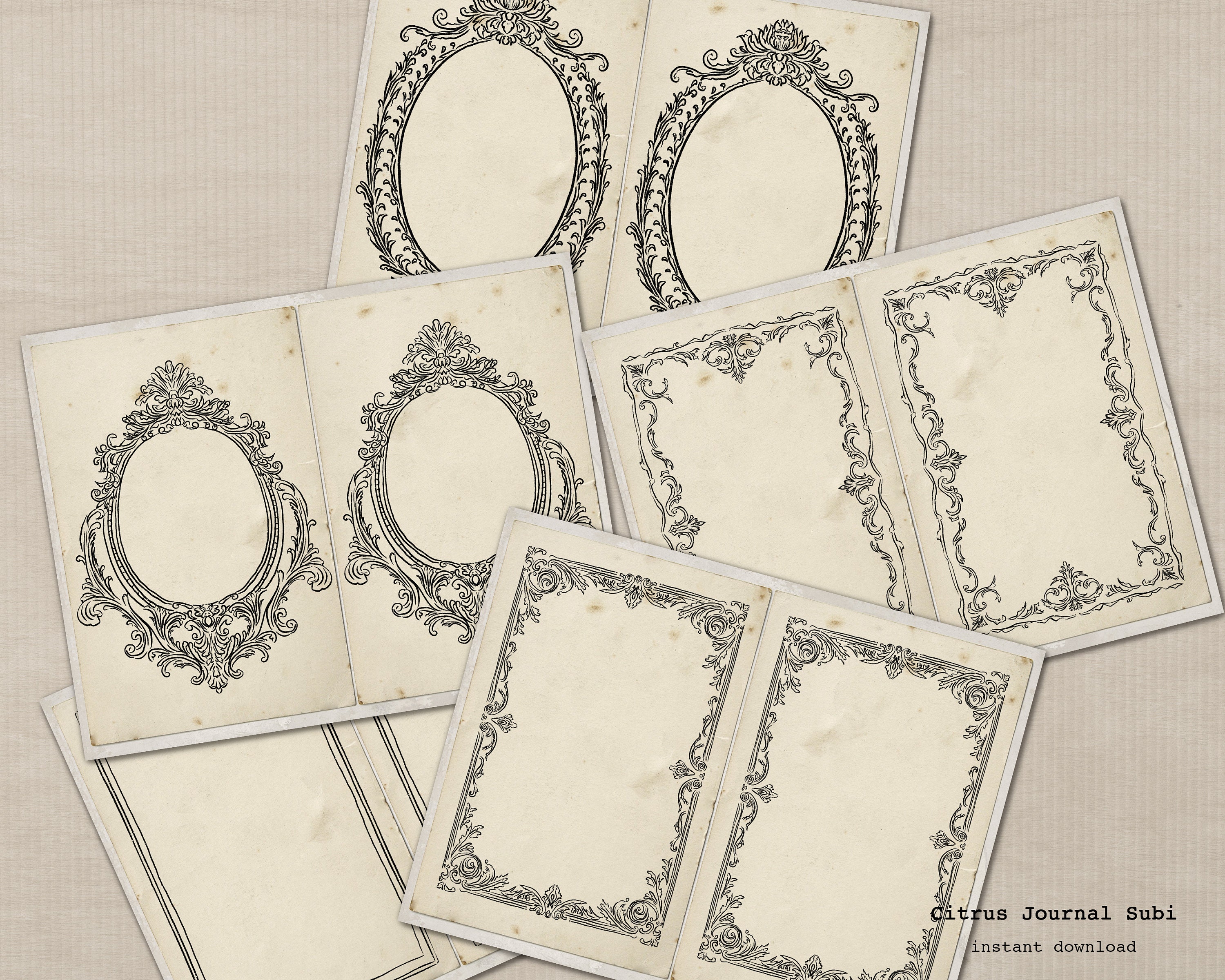 French Junk Journal, Vintage Frames, Neutral Junk Journal, Junk Journal ...