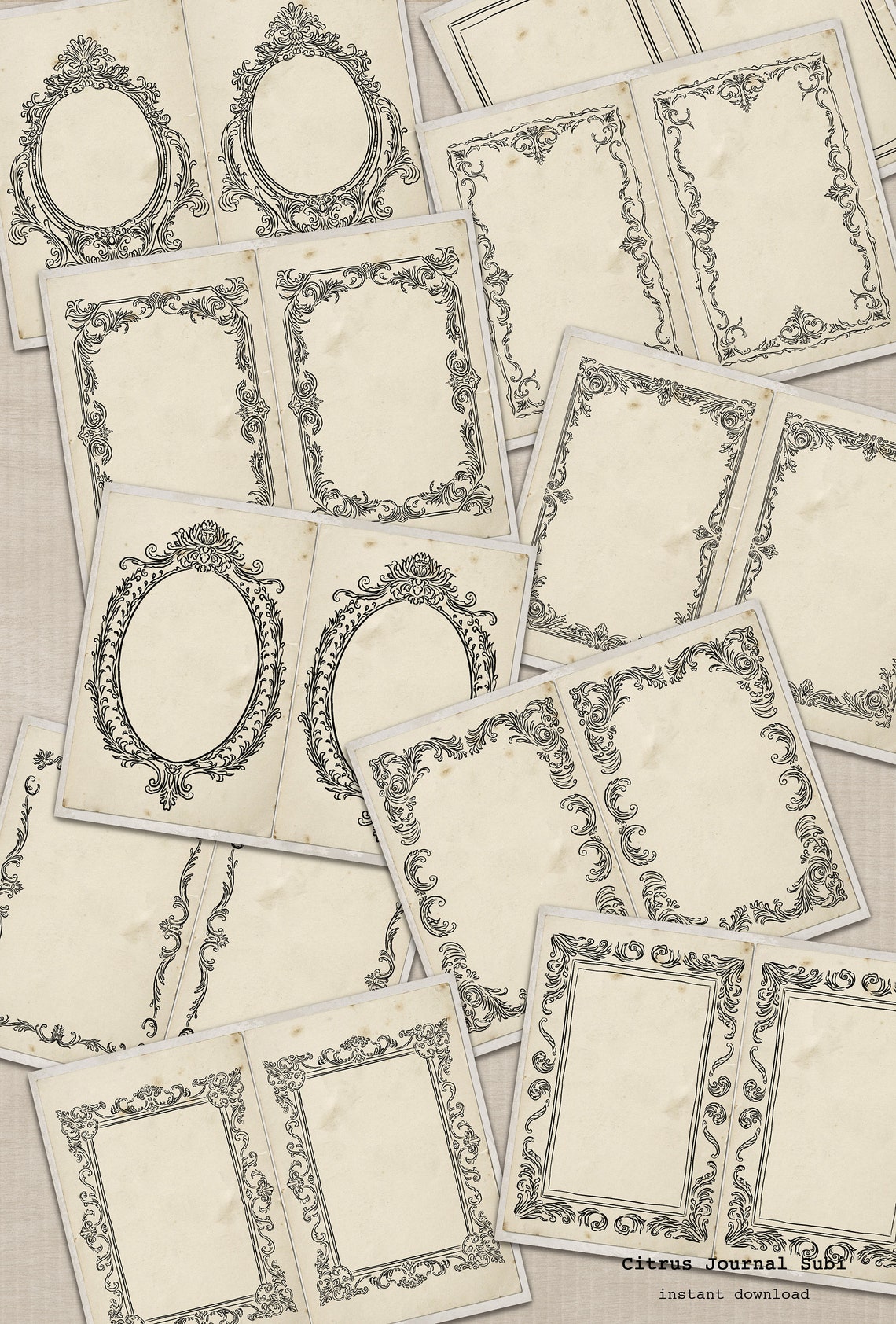 French Junk Journal, Vintage Frames, Neutral Junk Journal, Junk Journal ...