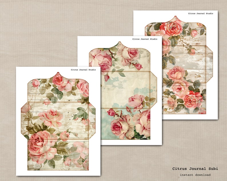 Shabby Chic Envelopes, Floral Envelopes, Shabby Roses, Printable Envelopes, Pink Envelopes, Junk ...