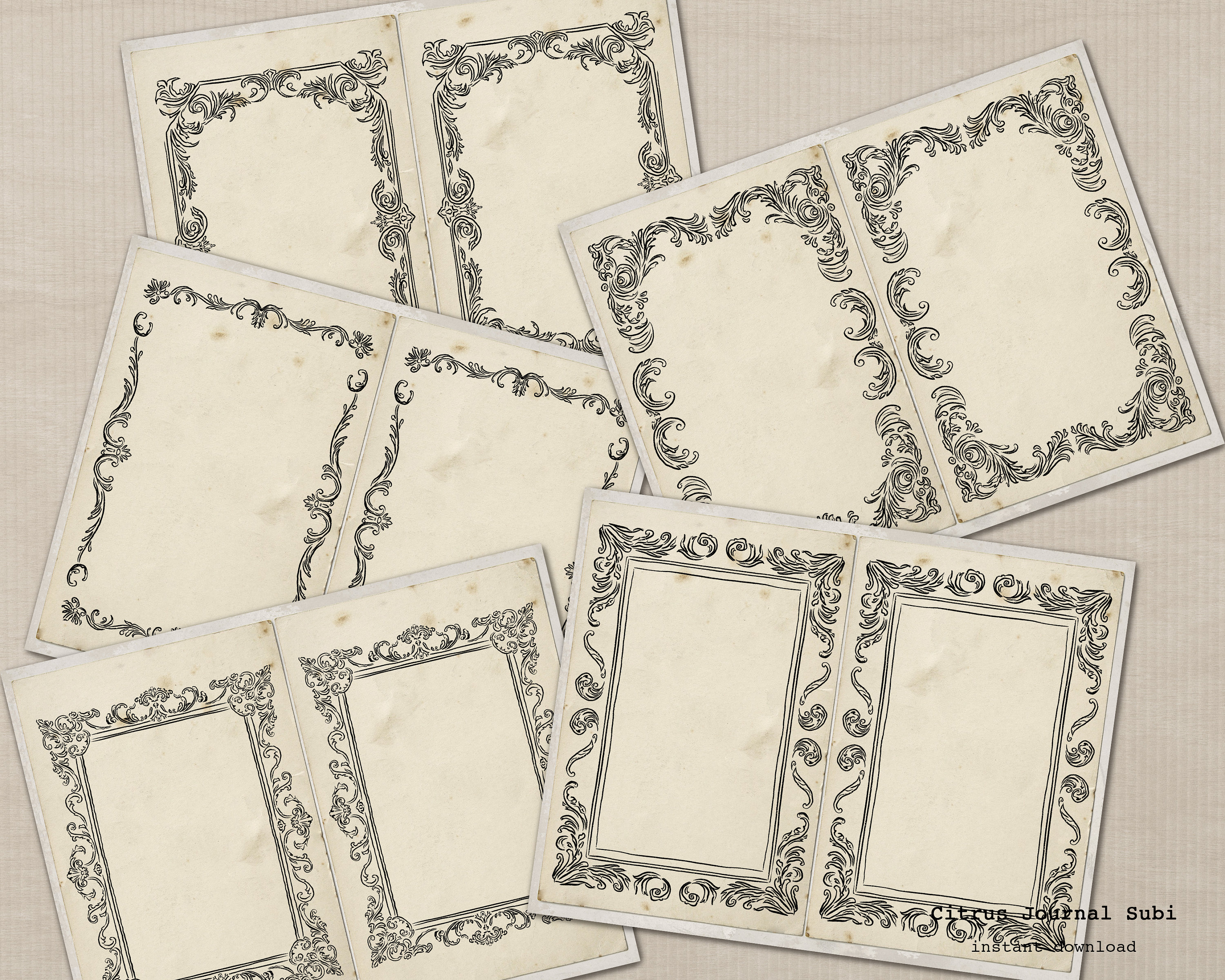 French Junk Journal, Vintage Frames, Neutral Junk Journal, Junk Journal ...