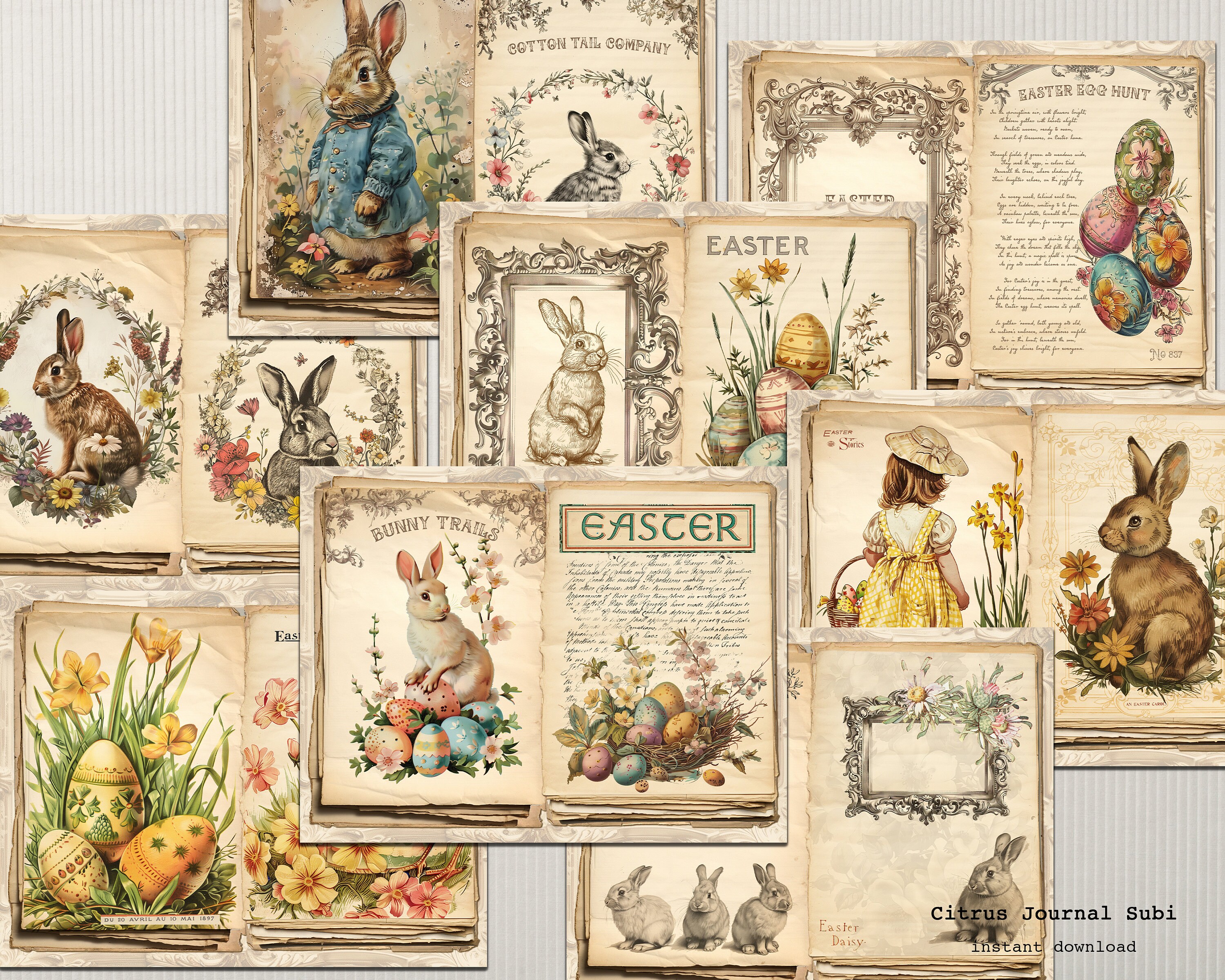 Vintage Easter Journal, Junk Journaling, Peter Rabbit, Spring Journal ...