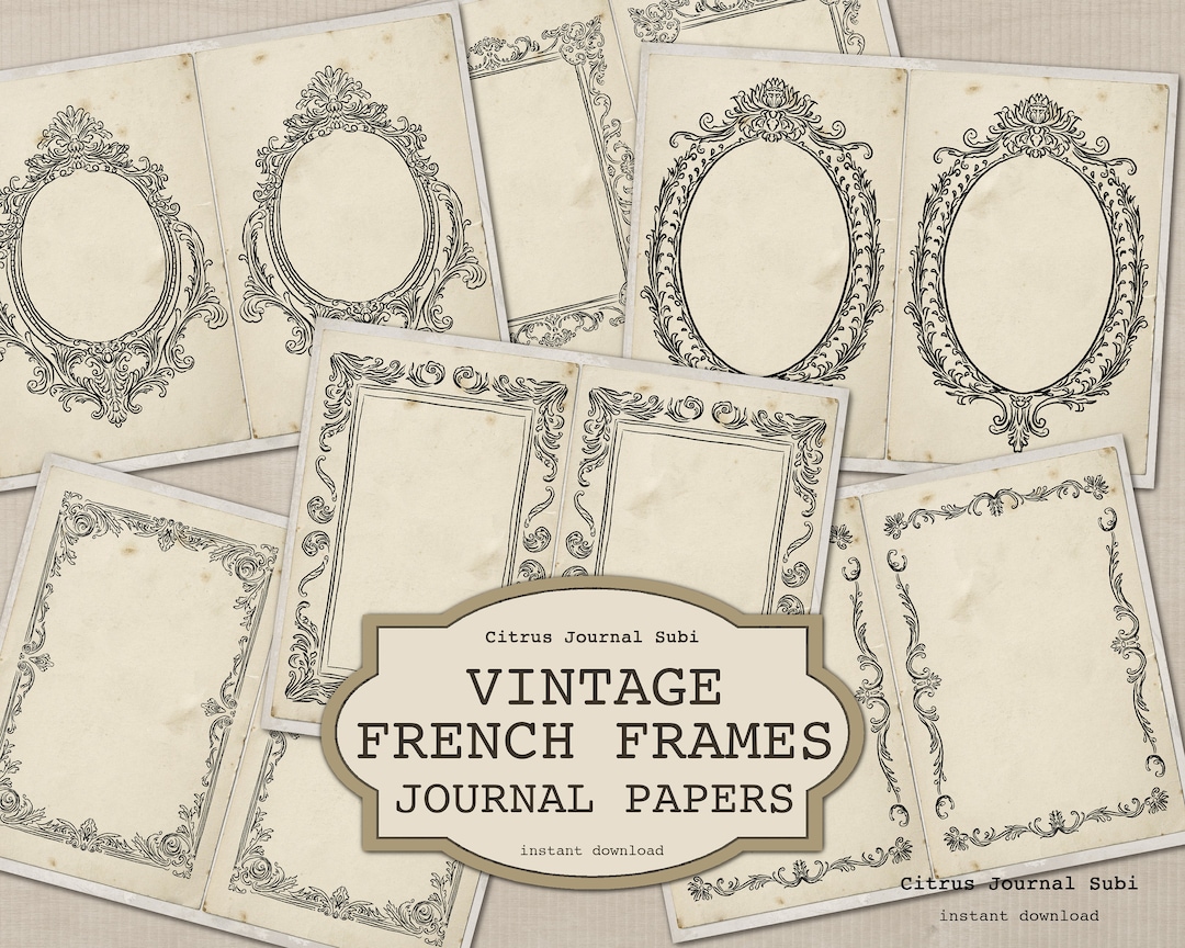 French Junk Journal, Vintage Frames, Neutral Junk Journal, Junk Journal ...