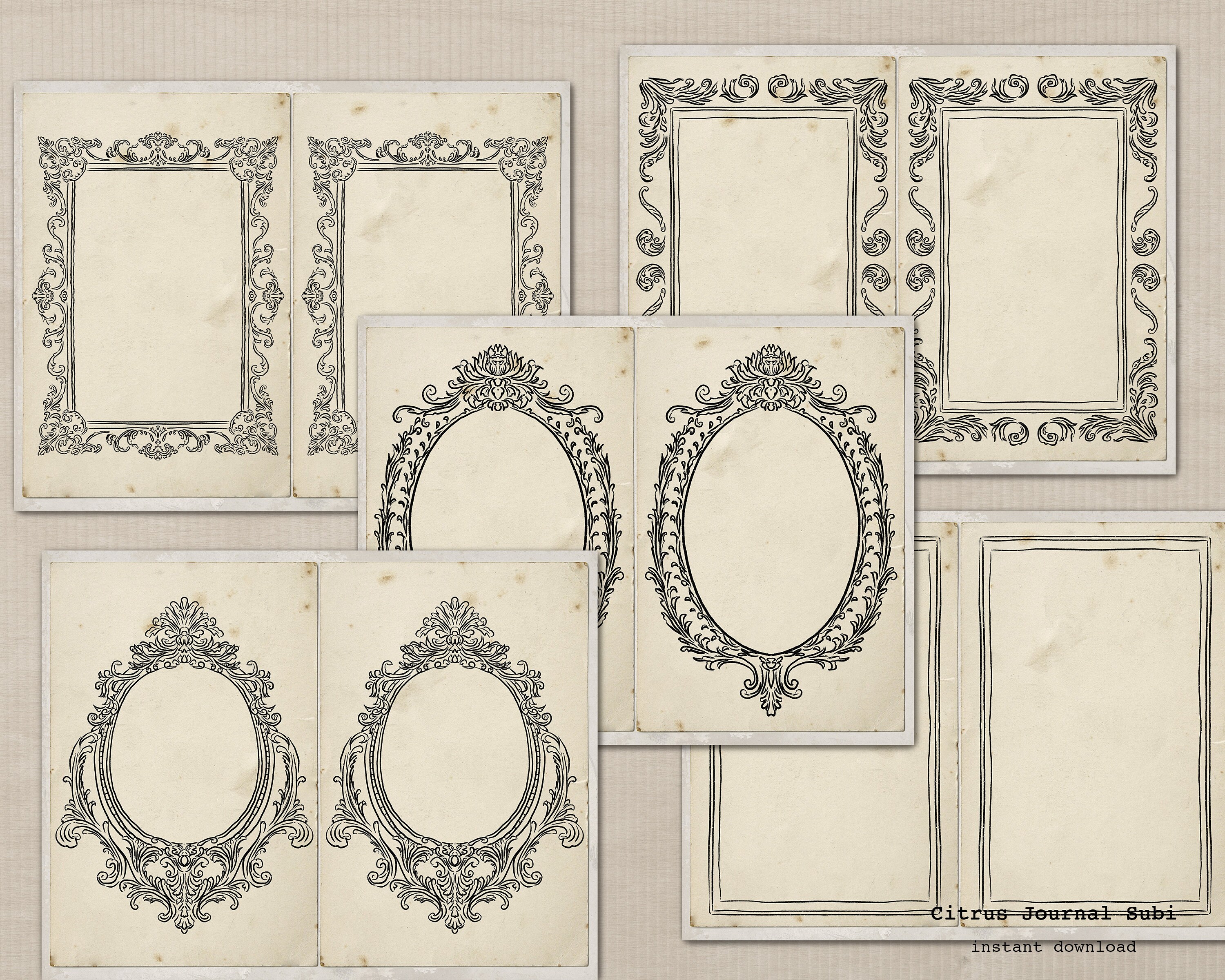 French Junk Journal, Vintage Frames, Neutral Junk Journal, Junk Journal ...