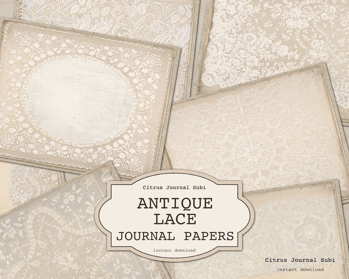Lace Junk Journal, Old Lace, Vintage Journal, Neutral Paper, Junk ...