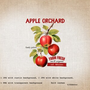 Apple Orchard, Farm Fresh Apples, Country Printable Art, DIY Sign ...