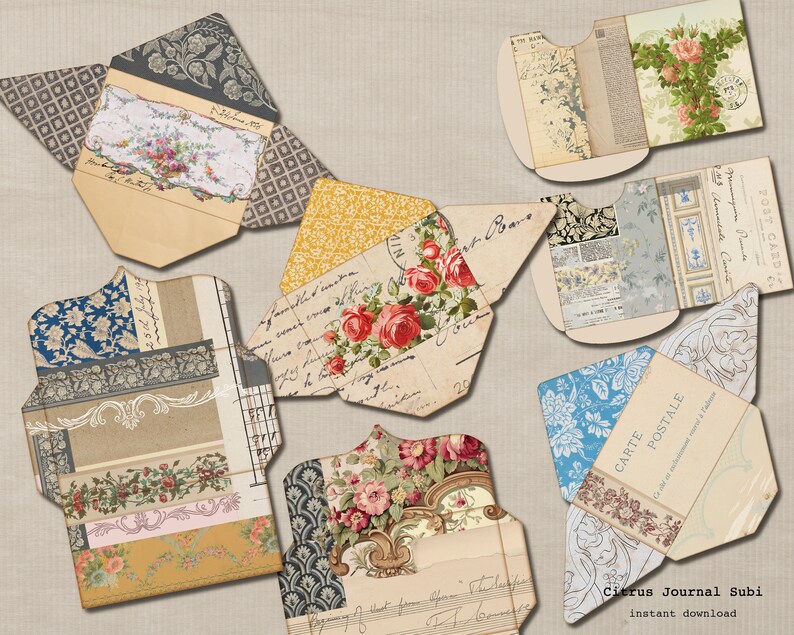 Junk Journal Envelopes, Spring Envelopes, Vintage Roses, Vintage ...