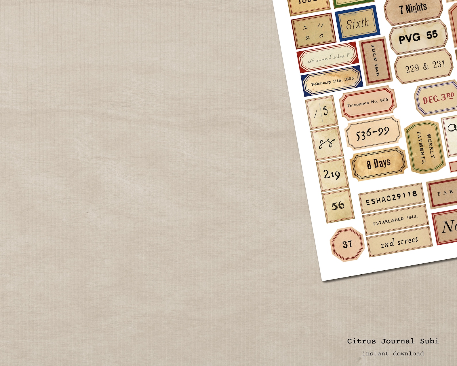 Junk Journal Labels, Vintage Journal Tags, Vintage Ephemera, Printable ...