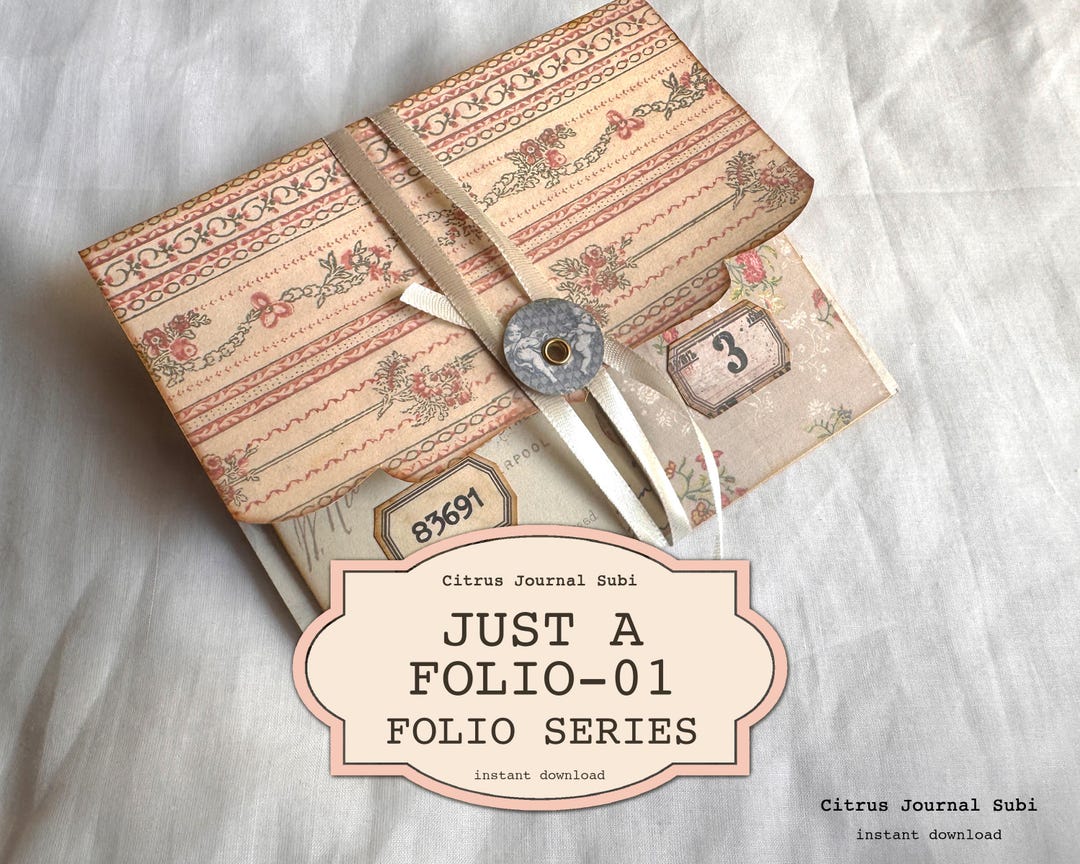 Junk Journal Folio, Vintage Folio, Vintage Ephemera, Floral Tags ...