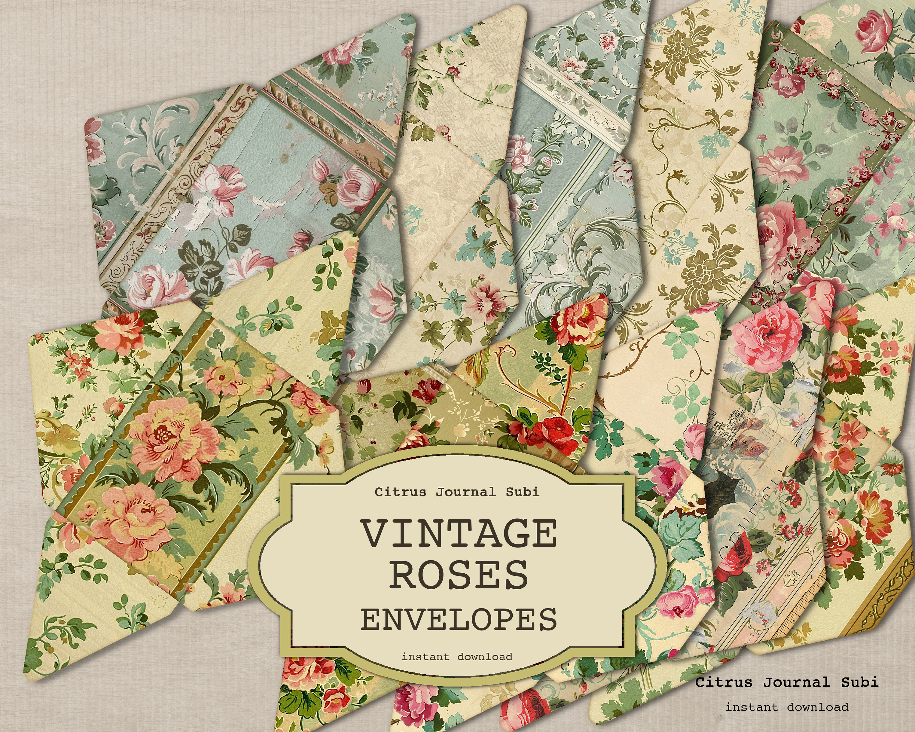 Vintage Envelopes, Junk Journal Envelopes, Vintage Roses Envelopes ...