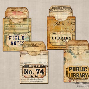 Vintage Library Loaded Pocket Tags, Number Labels (digital Download) - Etsy