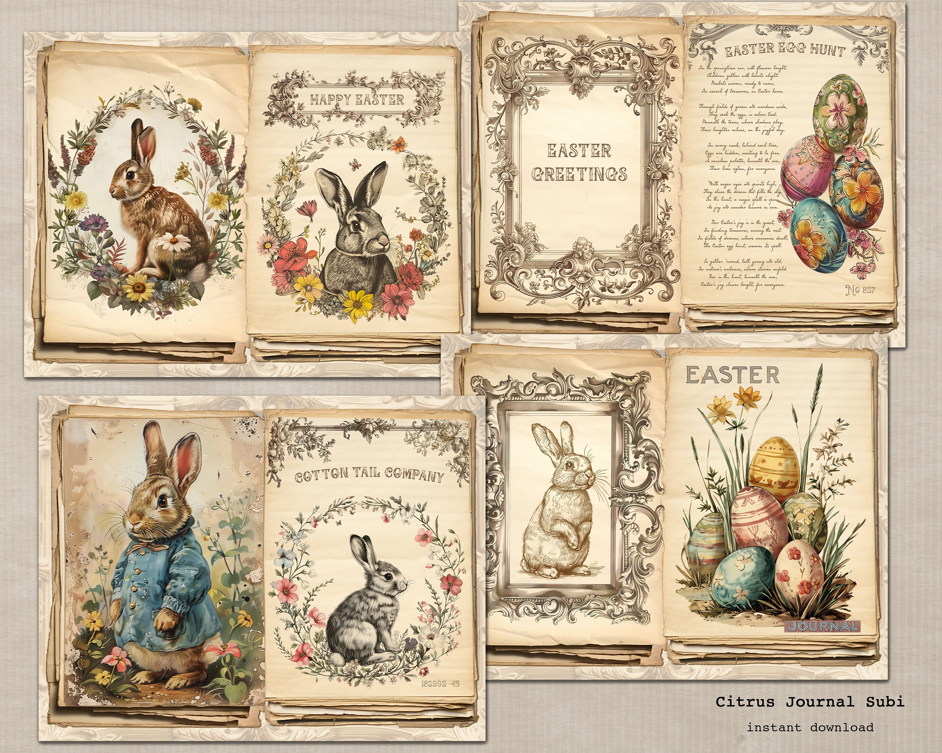 Vintage Easter Journal, Junk Journaling, Peter Rabbit, Spring Journal ...