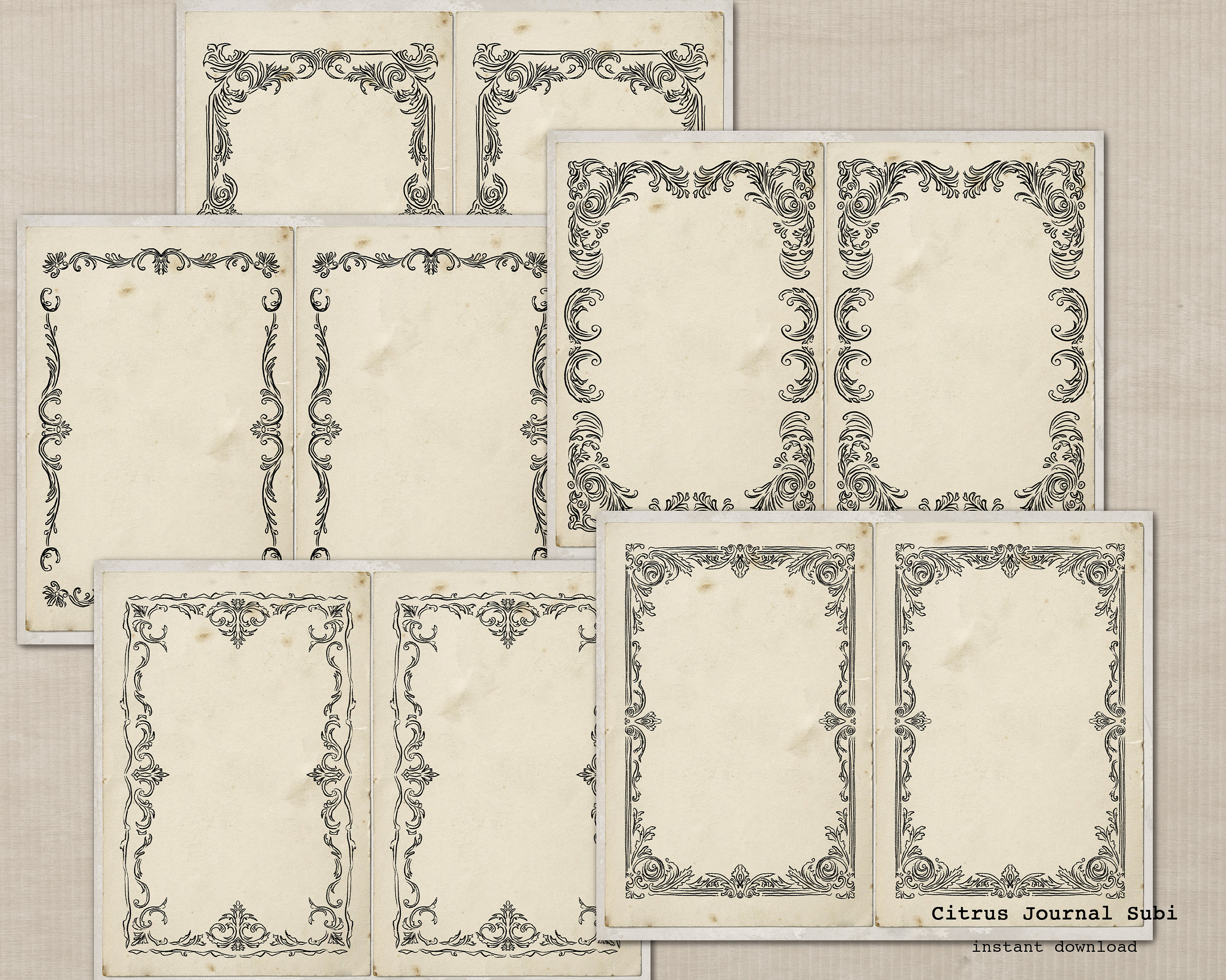 French Junk Journal, Vintage Frames, Neutral Junk Journal, Junk Journal ...