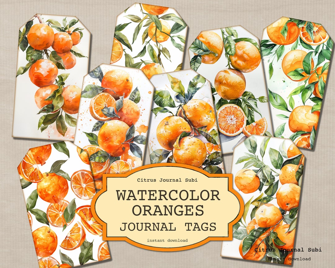 Oranges Tags, Summer Tags, Junk Journal Tags, Journal Insert, Printable ...