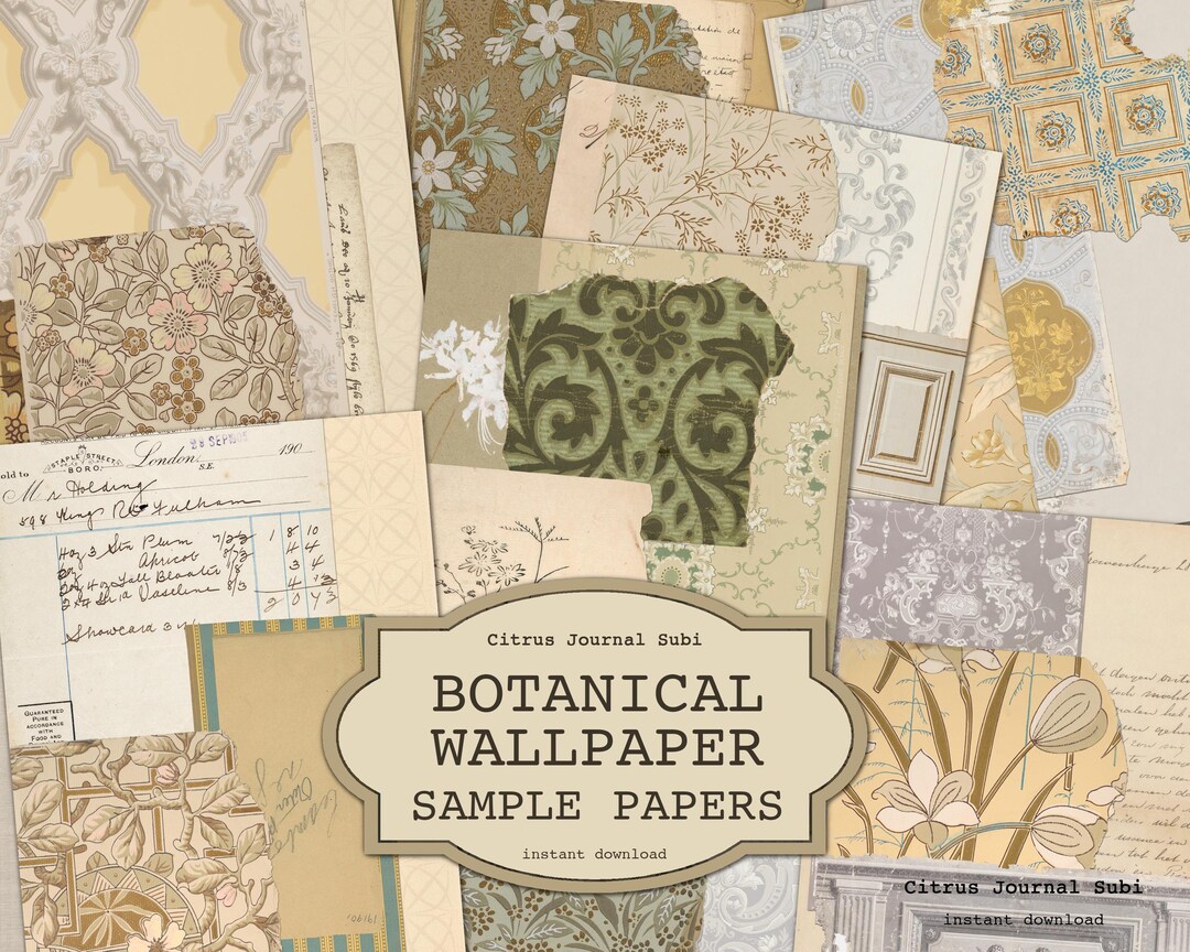 Botanical Junk Journal, Vintage Wallpaper Collage (digital Download) - Etsy