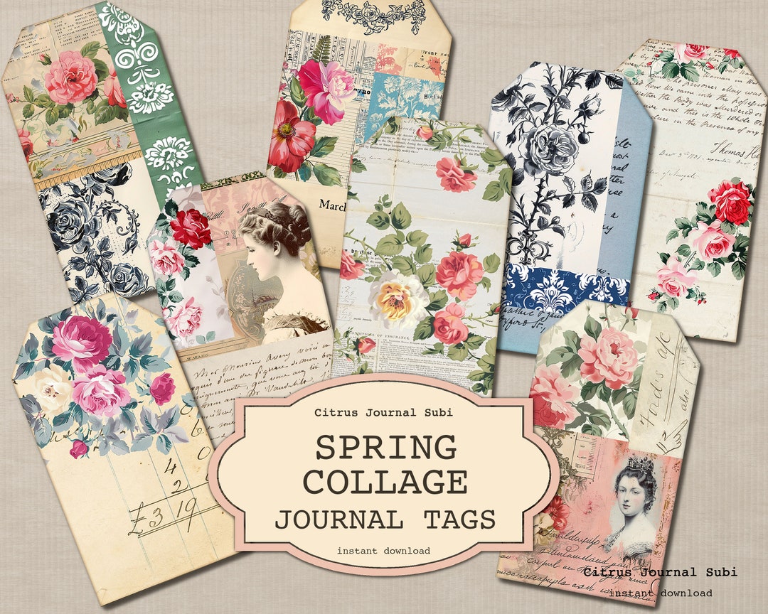 Junk Journal Tags, Floral Tags, Vintage Roses, Shabby Rose Tags ...