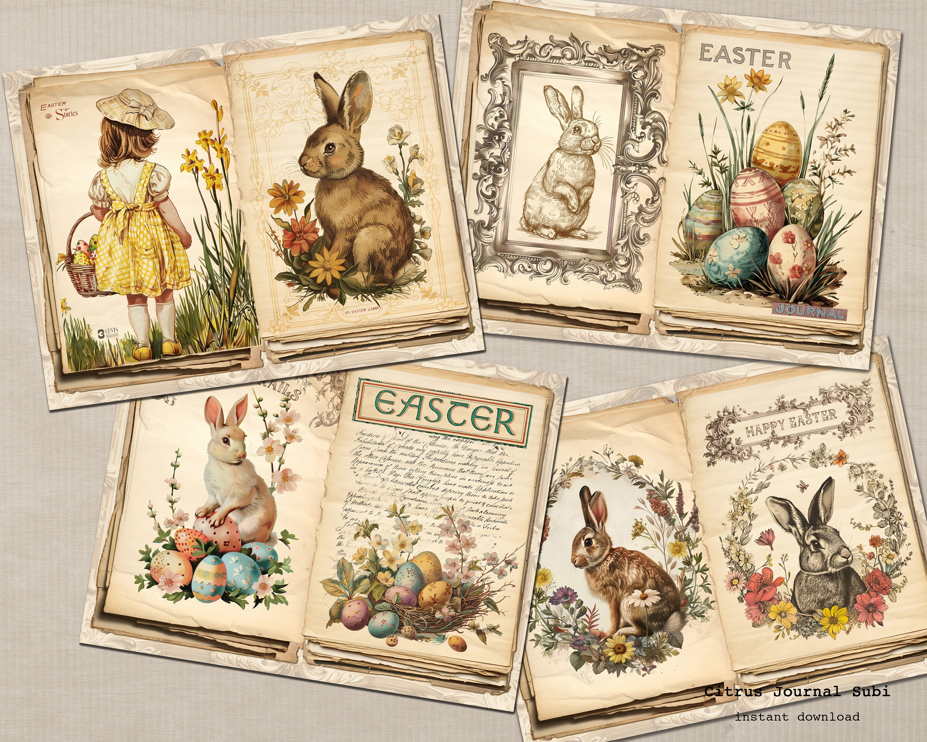Vintage Easter Journal, Junk Journaling, Peter Rabbit, Spring Journal ...