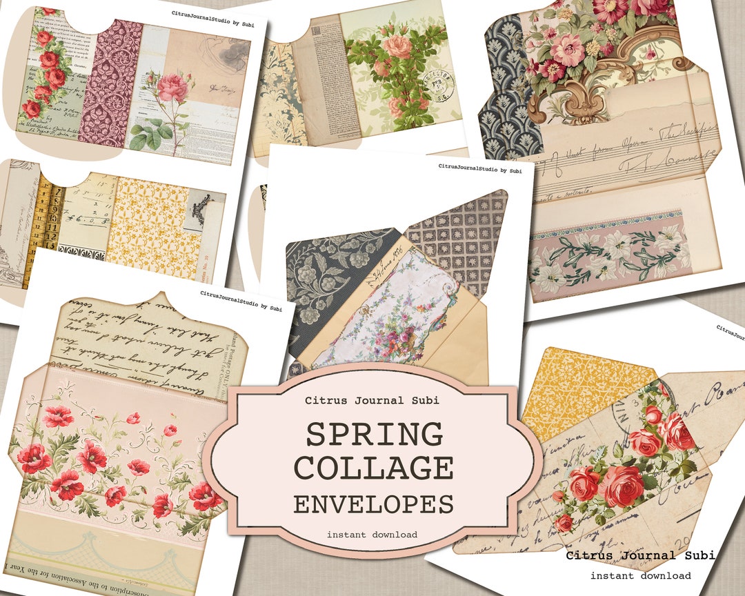 Junk Journal Envelopes, Spring Envelopes, Vintage Roses, Vintage ...