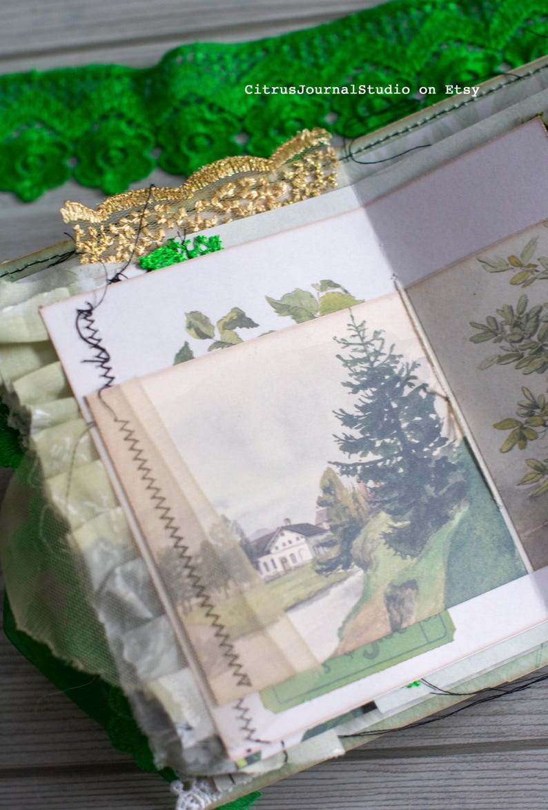 Green Junk Journal Kit, Beginners Vintage Notebook, Little Digital ...