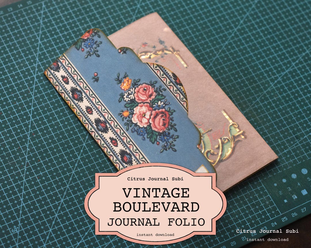 Vintage Folio, Junk Journal Folio, Trifold Folio, Vintage Wallpaper ...