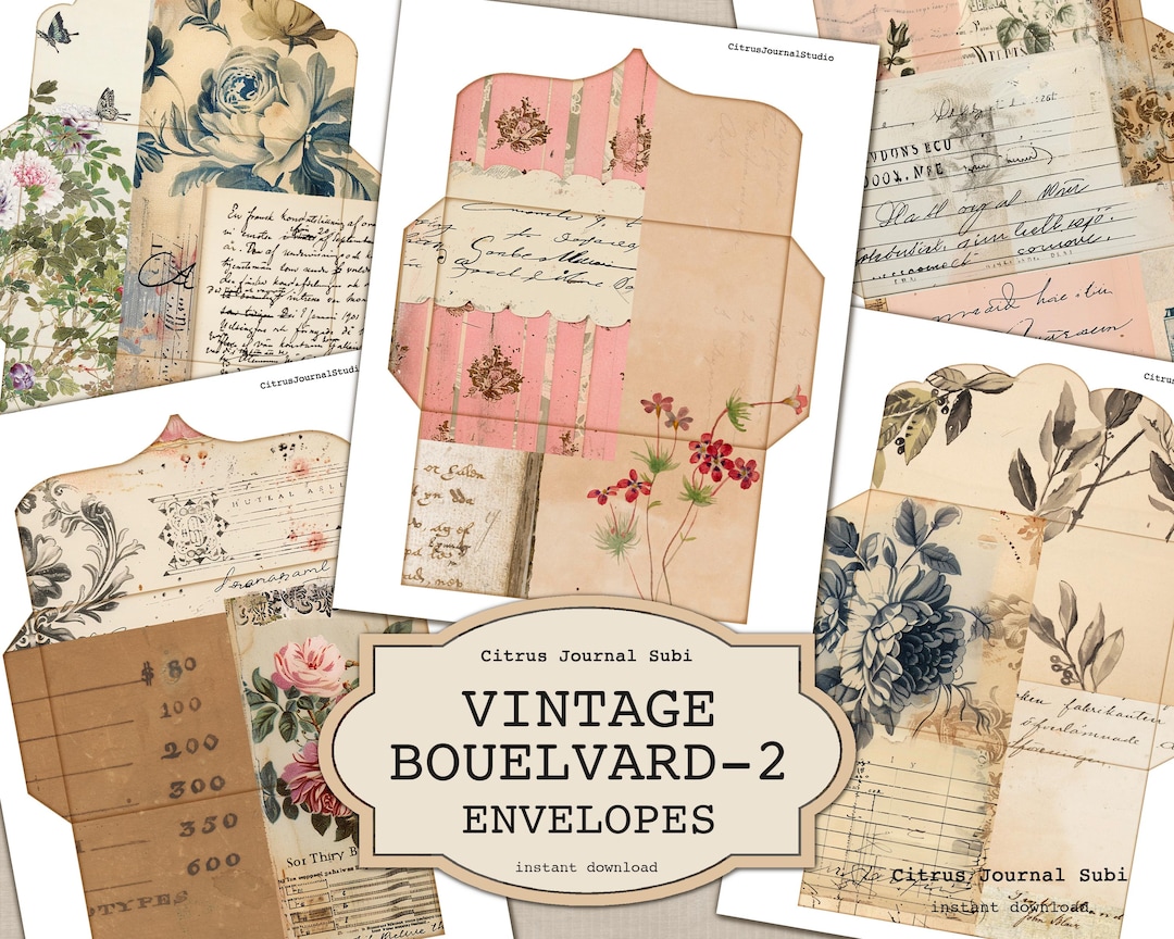 Vintage Junk Journal Envelope, Printable Envelopes, Floral Envelope ...