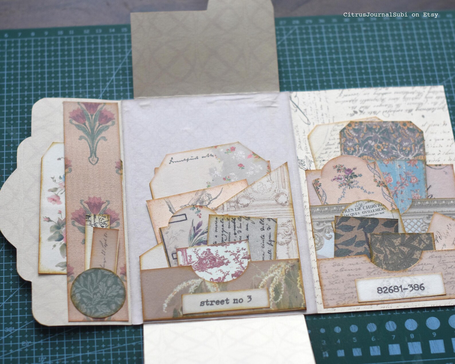 Vintage Folio, Junk Journal Folio, Trifold Folio, Vintage Wallpaper ...