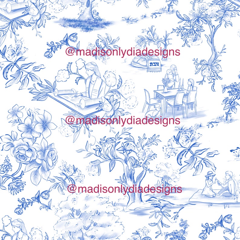 Custom Toile De Jouy Pattern custom Art Hand Drawn Pattern Seamless ...