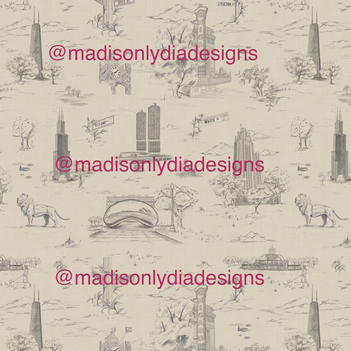 Custom Toile De Jouy Pattern custom Art Hand Drawn Pattern Seamless ...