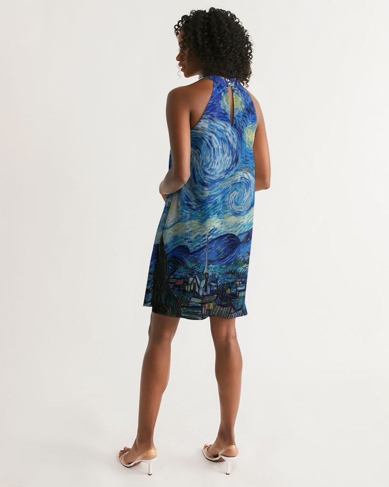 Women's Van Gogh Starry Night Halter Dress | Loose Flowy Dress | Artist ...