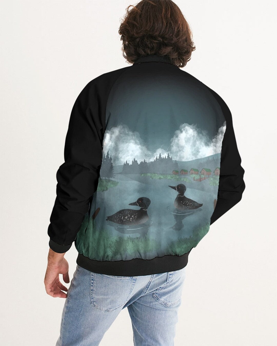 Men's Loon Bomber Jacket Cool Jackets Gifts for Dad Painted Jacket ...