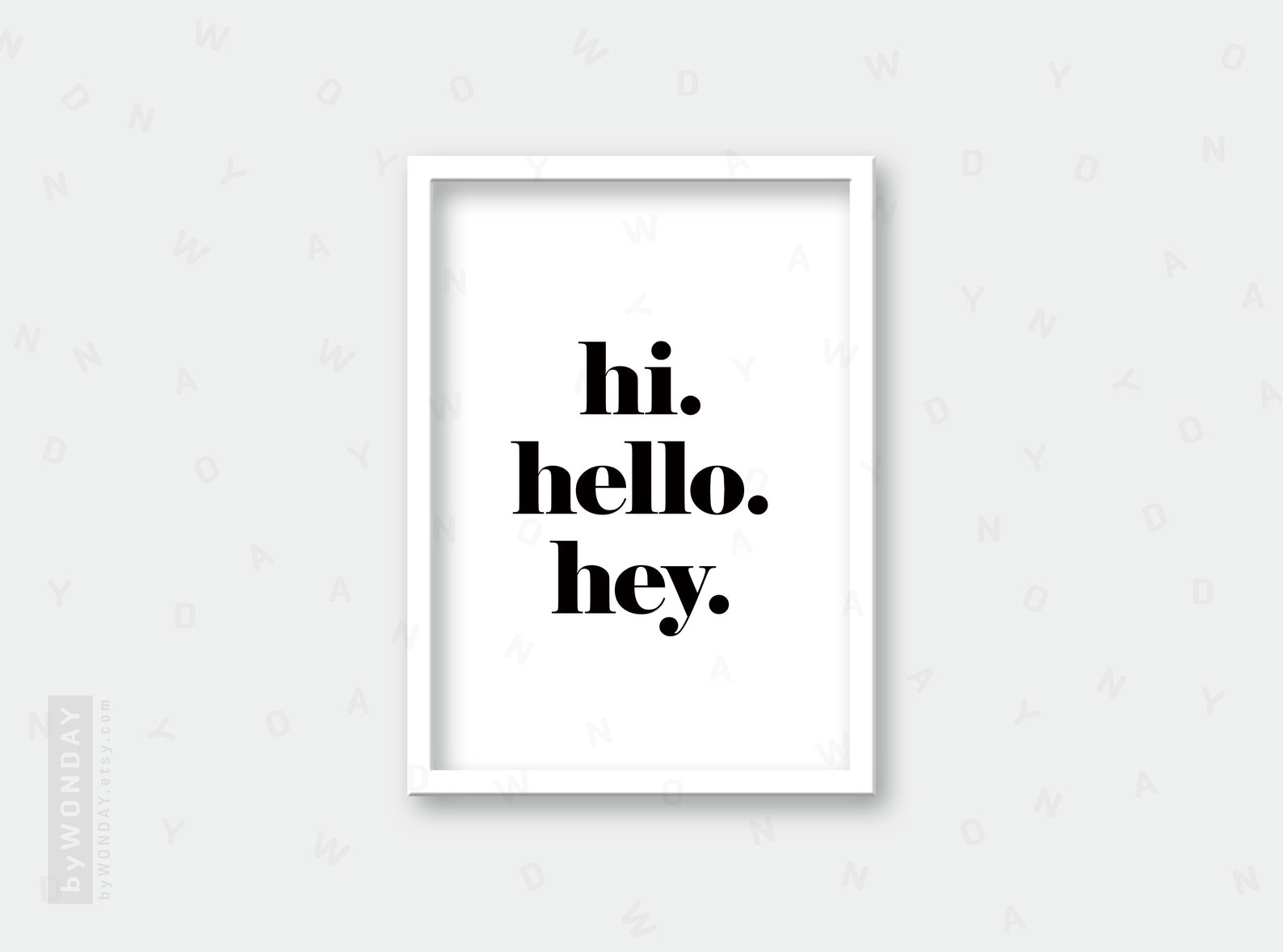 Hi Hello Hey Downloadable Print Modern Wall Art Simple - Etsy